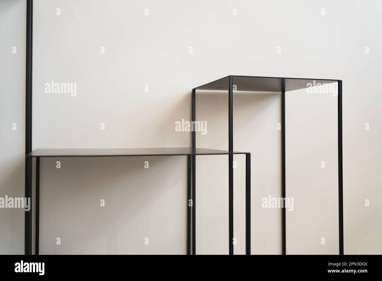Black metal tables on a white background, layout for your product ...