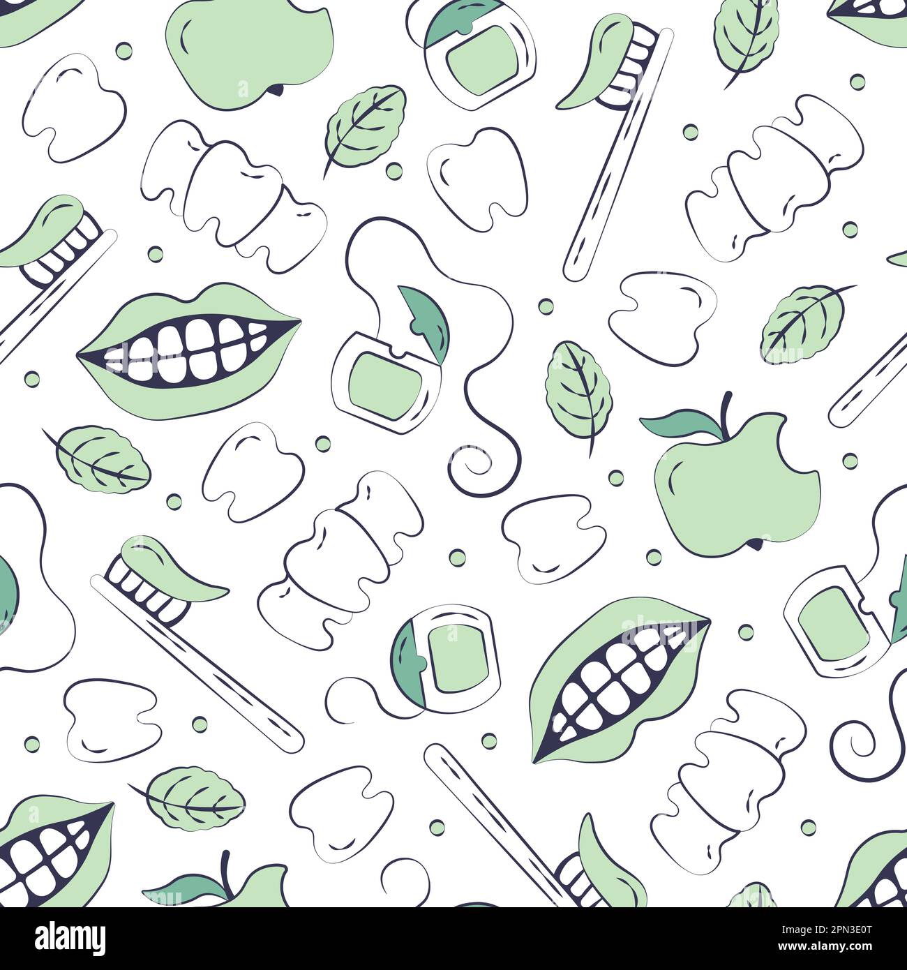 Medical doodle drawing Health care dentist Hand drawn sketch with green ...