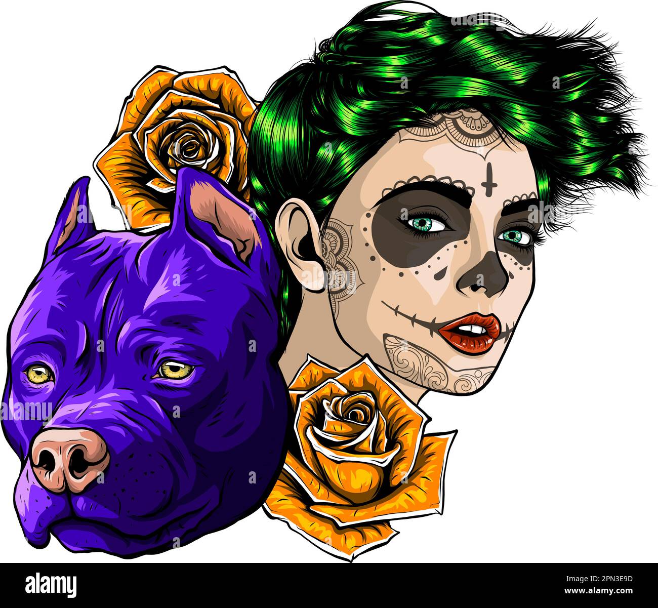 Sugar Skull Pin Up Drawing