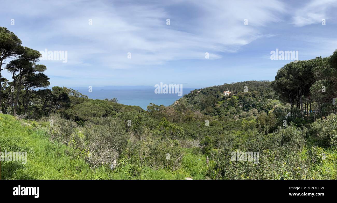 Morocco: view from Cape Spartel Lighthouse (1864) on the promontory at ...