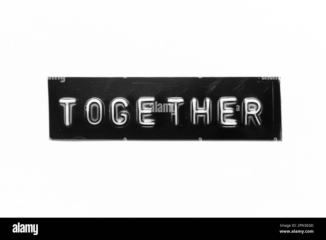 Black color banner that have embossed letter with word together on ...