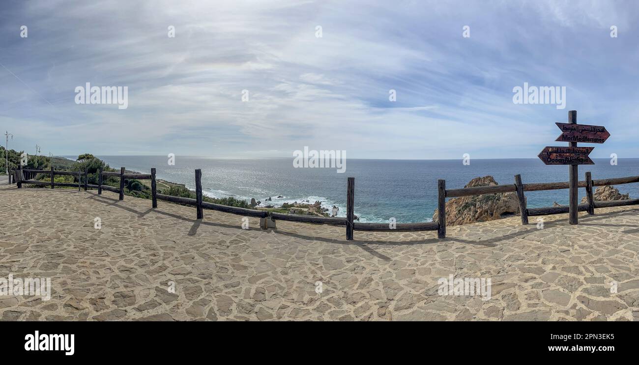 Morocco, Africa: the wooden signs where the Atlantic Ocean and ...