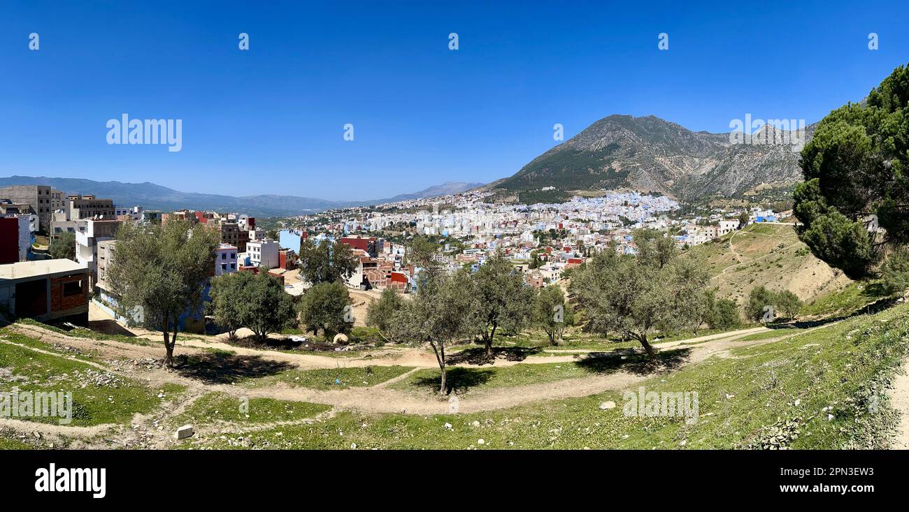 Blue City, Morocco, Africa: mountains and view of Chefchaouen, also ...