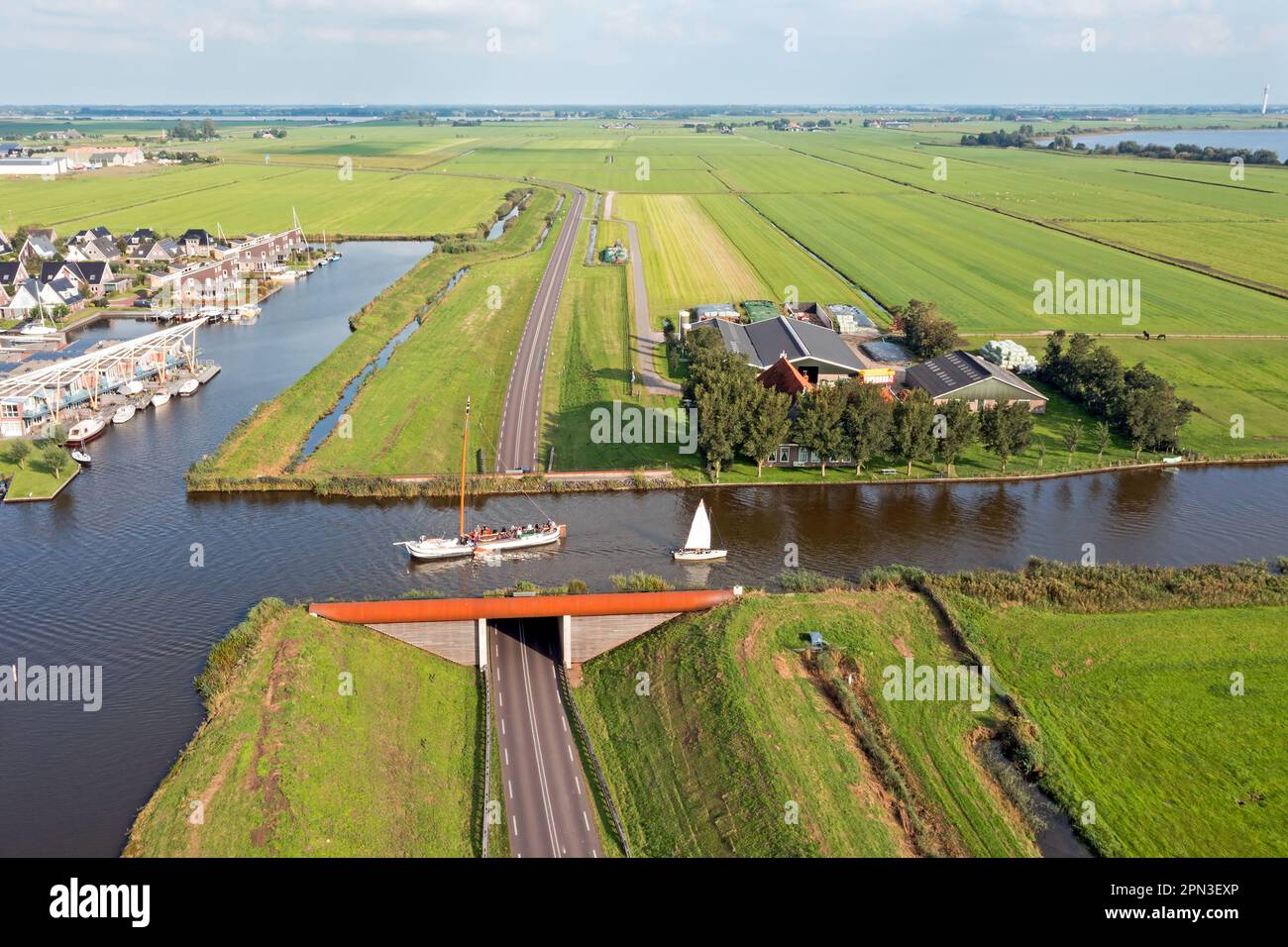 Aerial from Ie Aquaduct near Woudsend in Friesland the Netherlands Stock Photo - Alamy