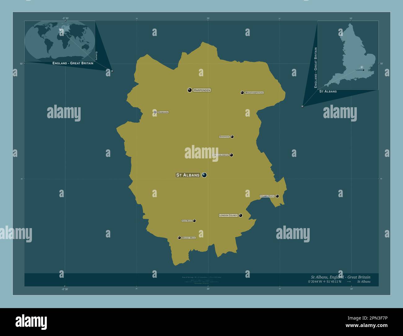 St Albans, non metropolitan district of England - Great Britain. Solid ...