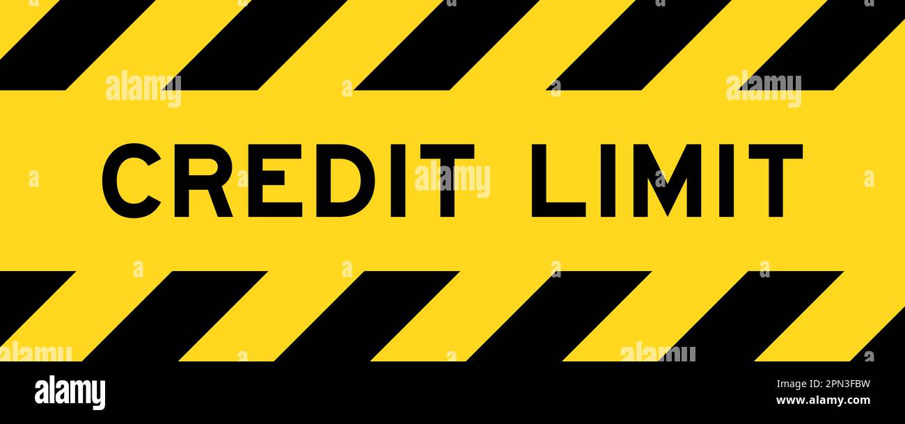 Yellow and black color with line striped label banner with word credit ...