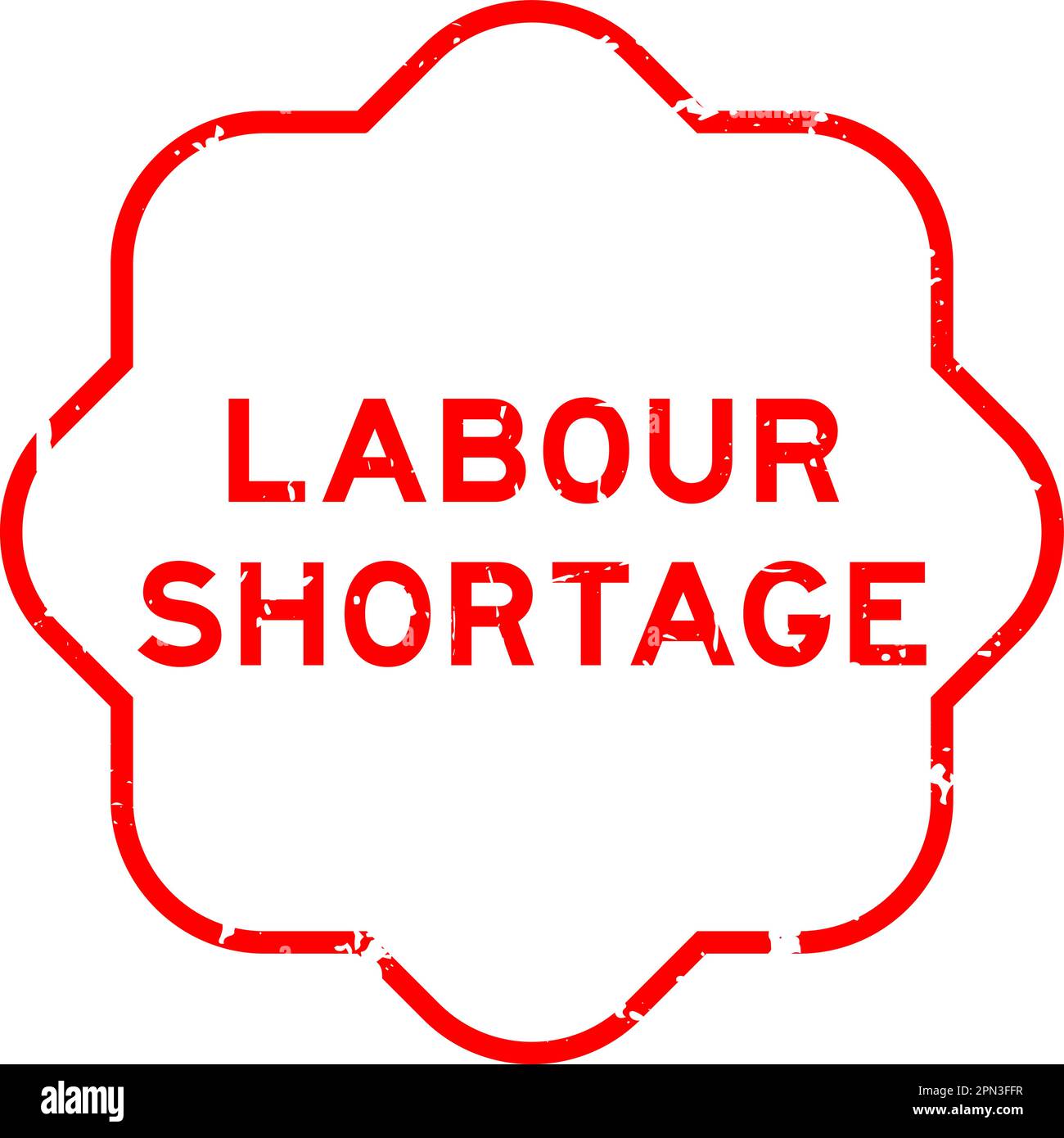 Grunge red labour shortage word rubber seal stamp on wthie background ...