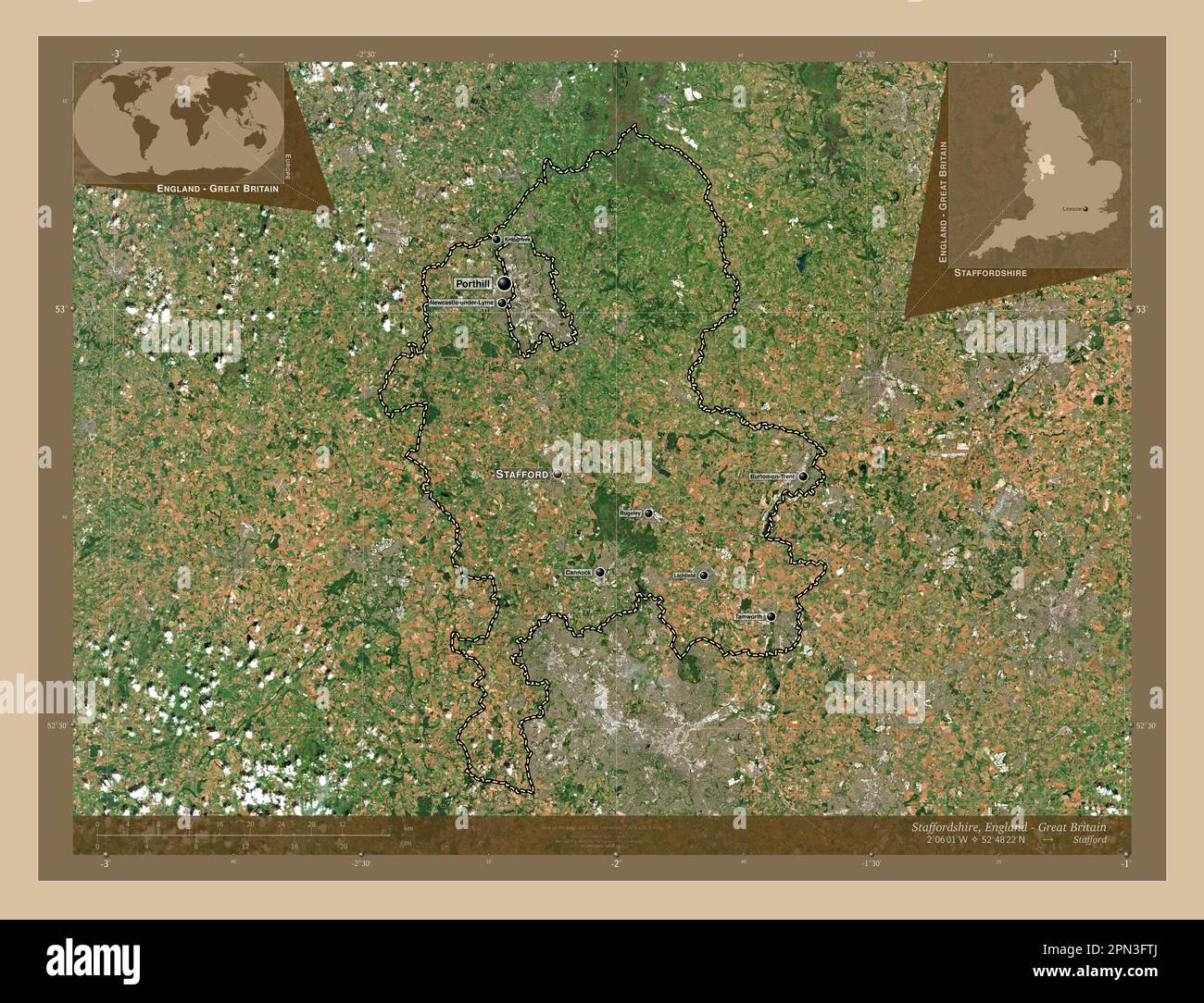 Staffordshire, administrative county of England - Great Britain. Low ...