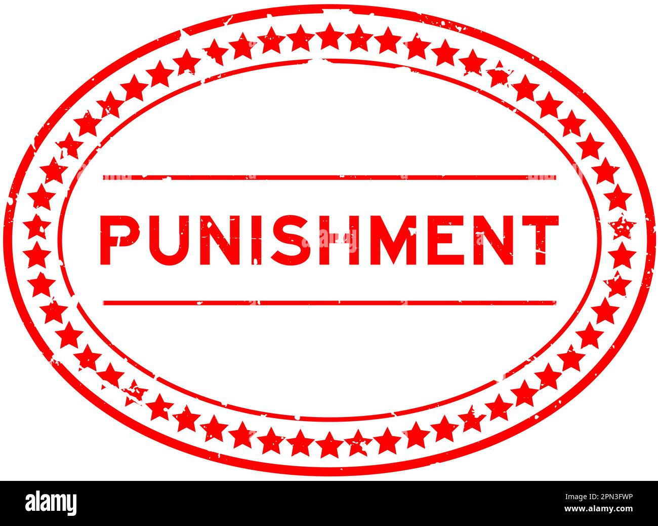 Grunge red punishment word oval rubber seal stamp on white background ...