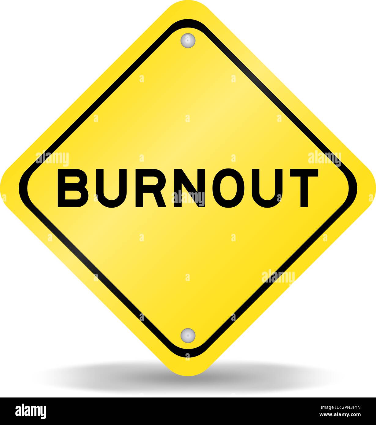 Yellow color transportation sign with word burnout on white background ...