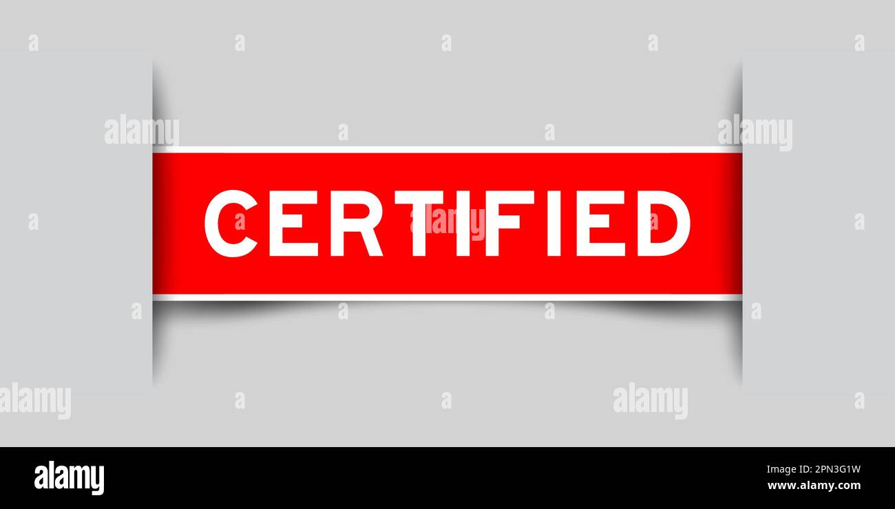 Red color square label sticker with word certified that inserted in ...
