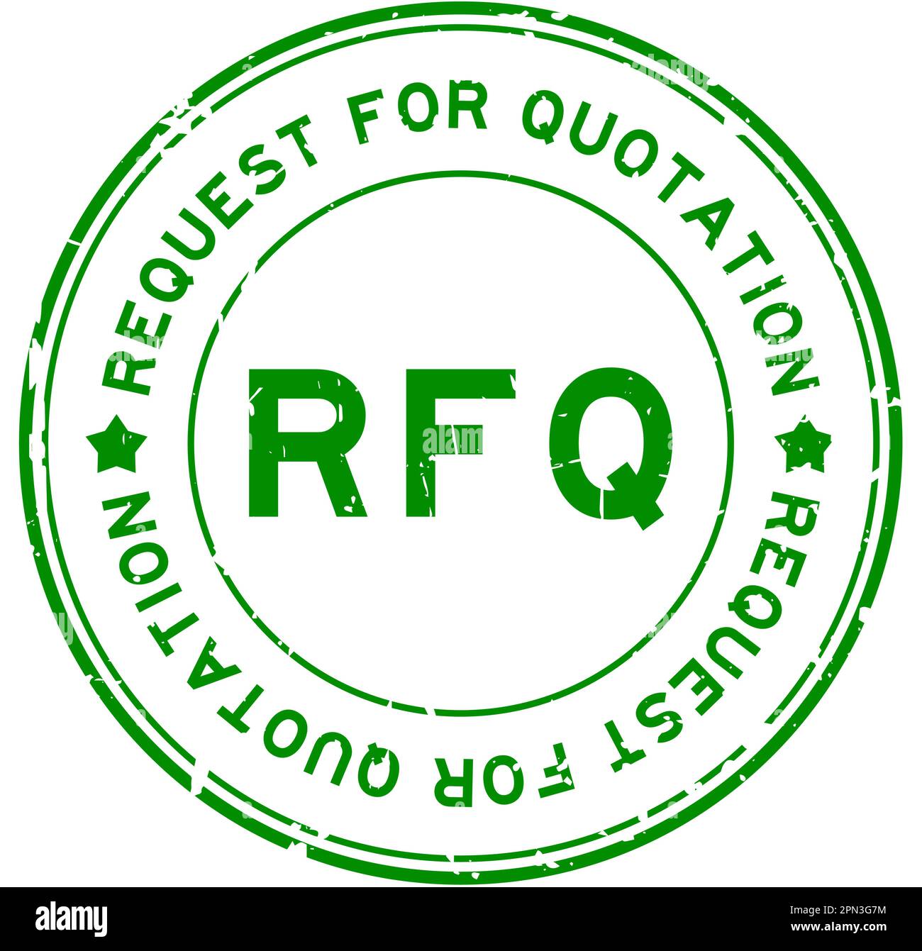 Grunge green RFQ request for quotation word round rubber seal stamp on white background Stock ...