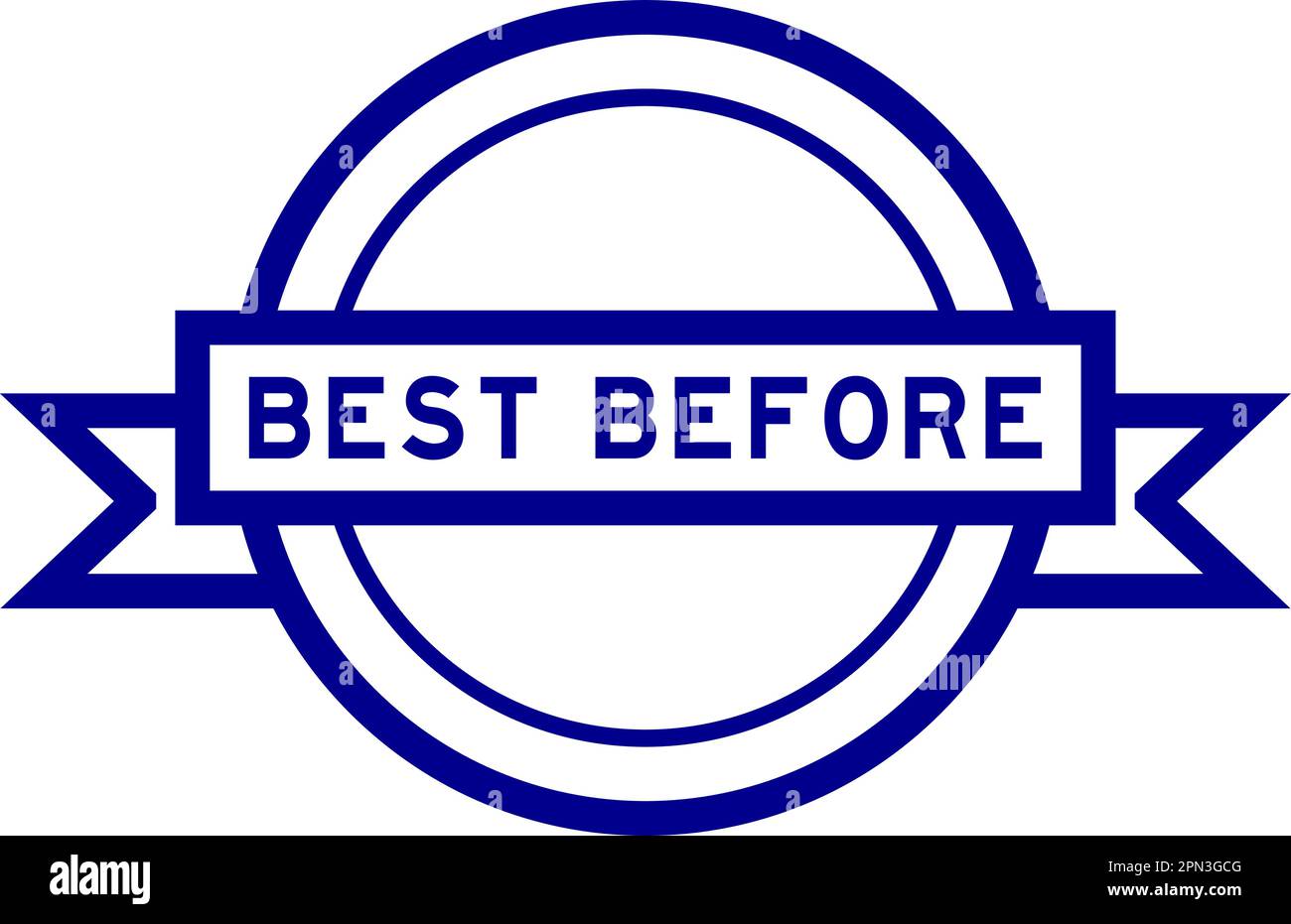 Vintage label banner with word best before in blue color on white ...