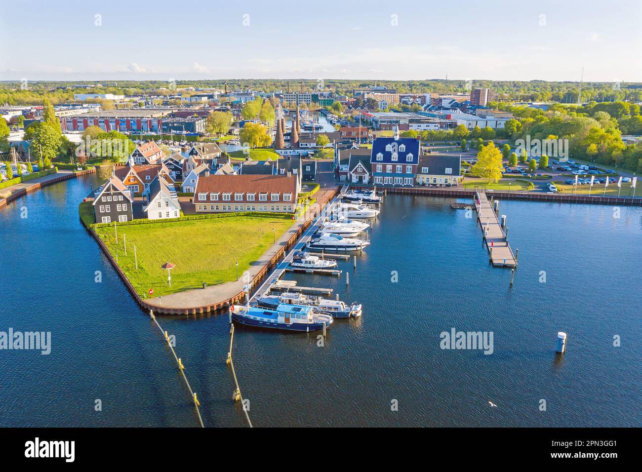 Aerial from the harbor from Huizen in the Netherlands Stock Photo - Alamy