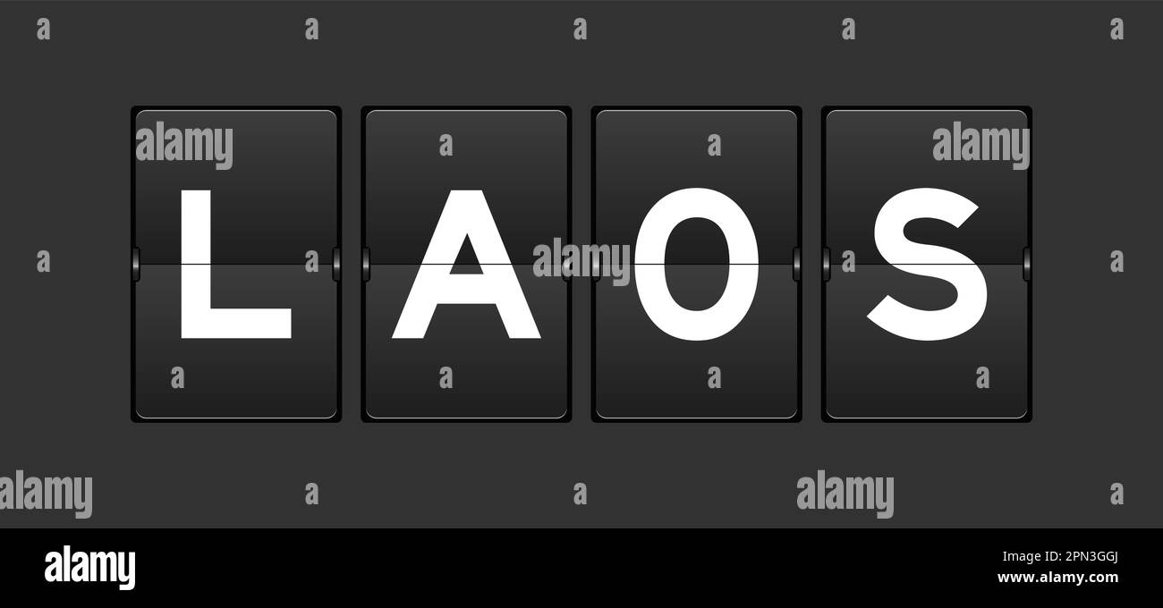 Black color analog flip board with word laos on gray background Stock ...