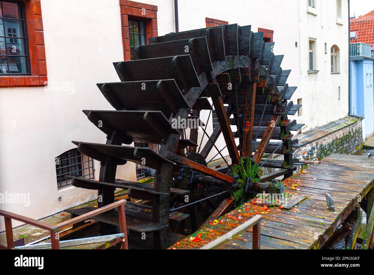 Hydro powered river wheel . Wooden wheel at flowing water Stock Photo ...