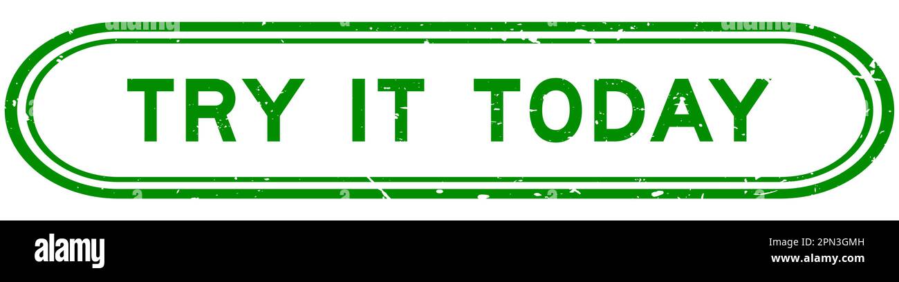 Grunge green try it today word rubber seal stamp on white background ...