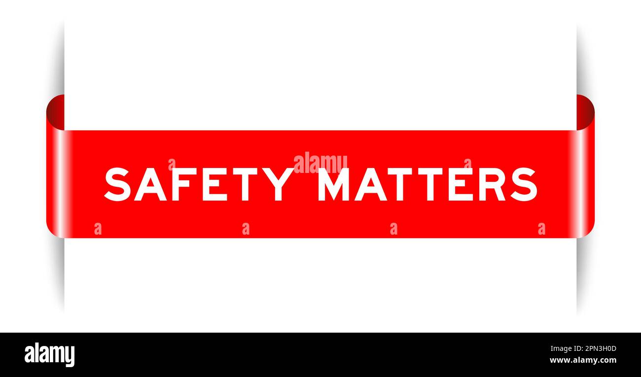 Red color inserted label banner with word safety matters on white background Stock Vector Image ...