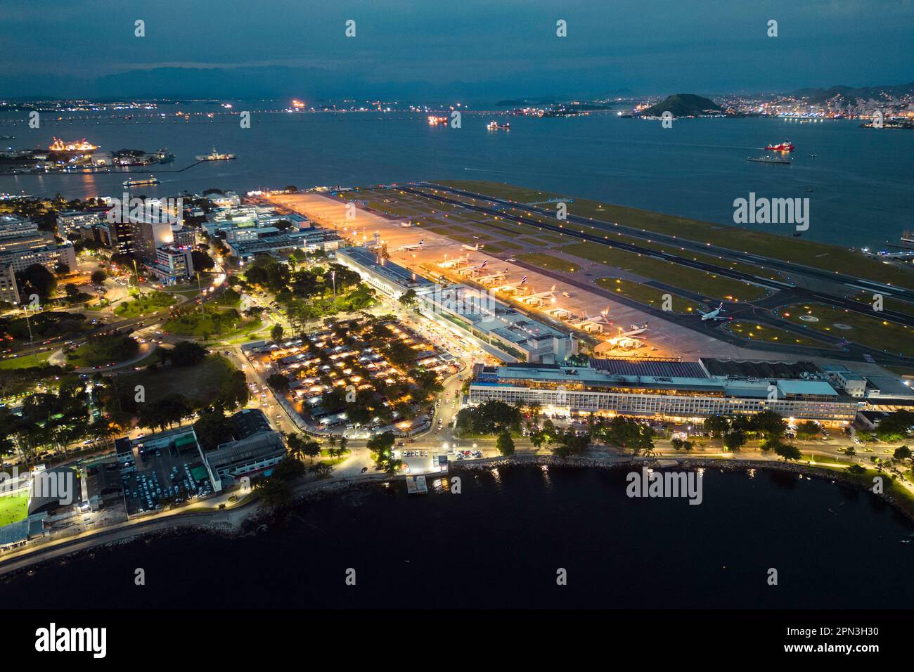 Aerial View of Santos Dumont Airport in Rio de Janeiro City at Night ...