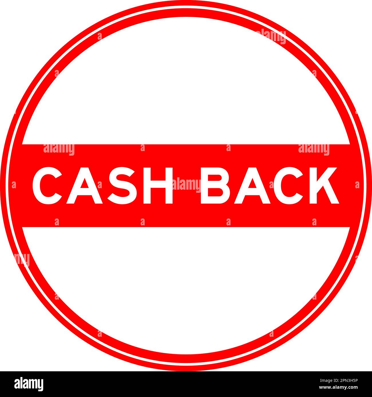 Red color round seal sticker in word cash back on white background ...