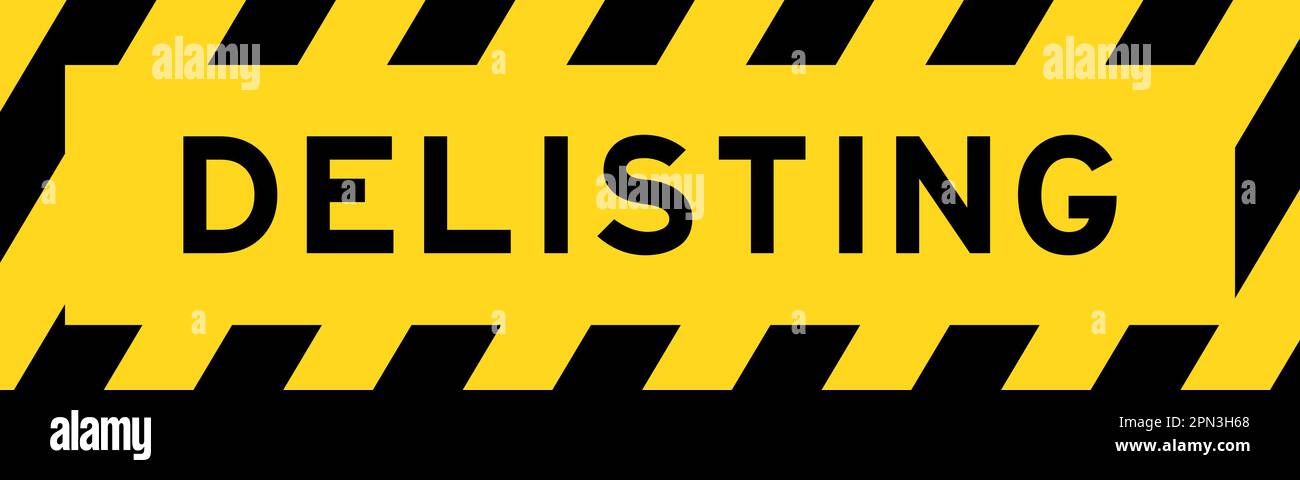 Yellow and black color with line striped label banner with word ...