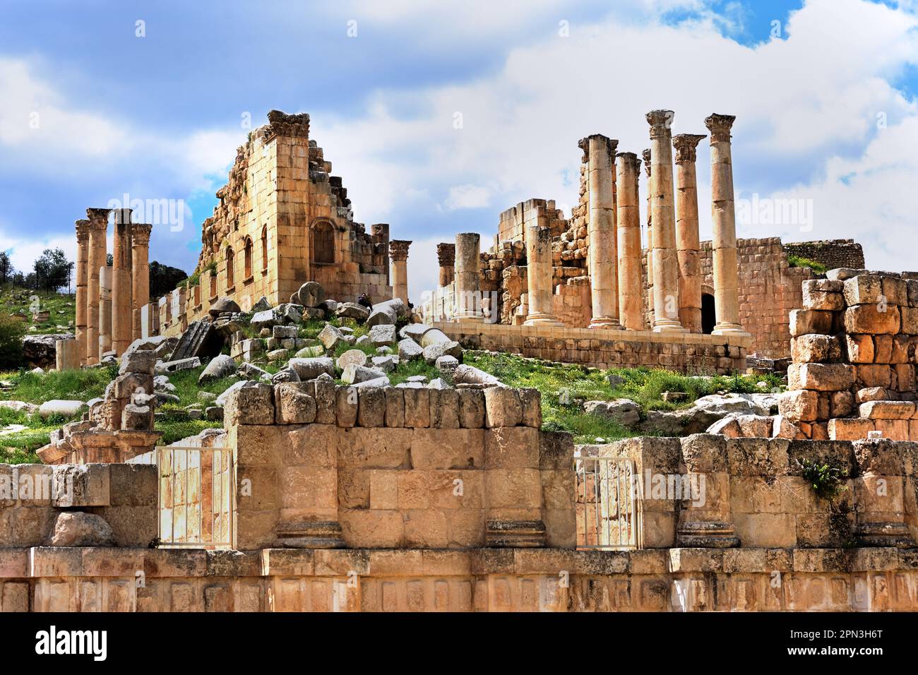 Temple of Zeus Roman ruins, Jerash, Jordan, ancient city, boasts an ...
