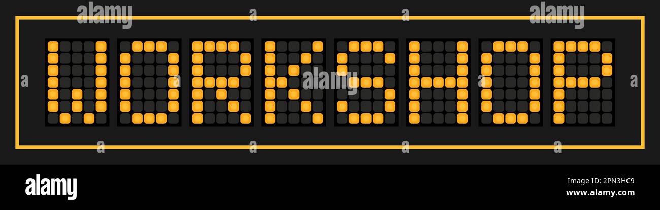 Orange color led banner in word workshop on black background Stock ...