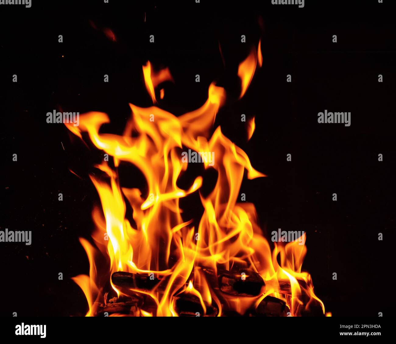 heat and fire energy. textured flames in fireplace. hot temperature ...