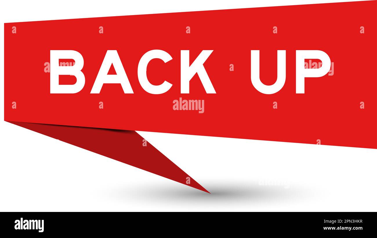 Red color speech banner with word back up on white background Stock ...