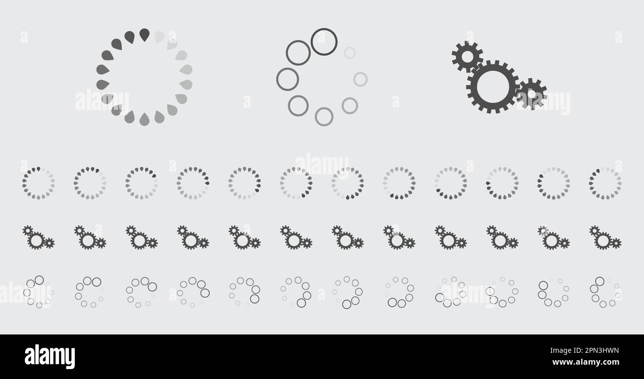 Circular Loading Buffering Icons Vector Set Video Ready for Animation Gif All Keyframes Frames ...