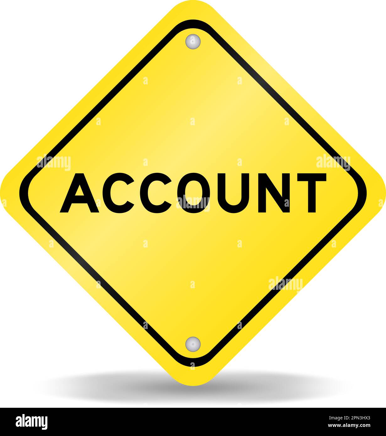Yellow color transportation sign with word account on white background ...