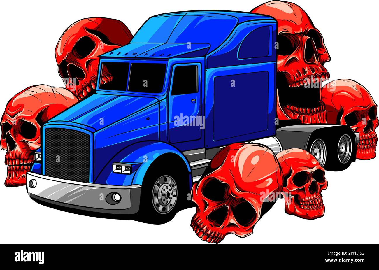 vector illustration of semi truck vector front view on white background ...