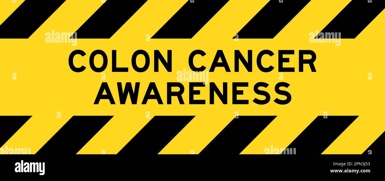Yellow and black color with line striped label banner with word colon ...