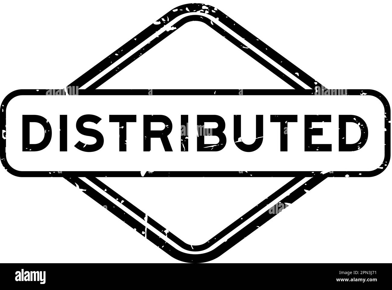 Grunge black distributed word rubber seal stamp on white background ...