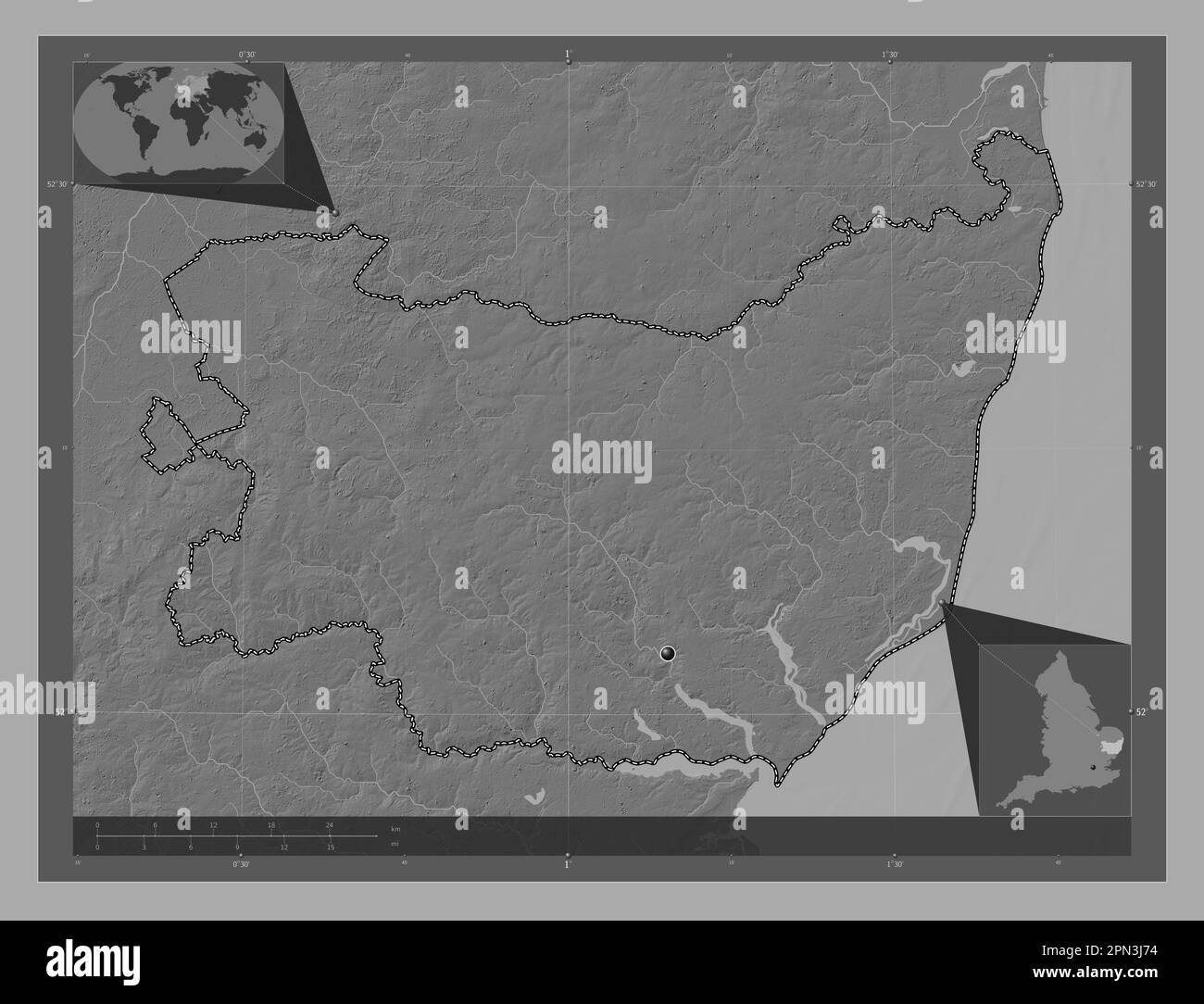 Suffolk, administrative county of England - Great Britain. Bilevel ...