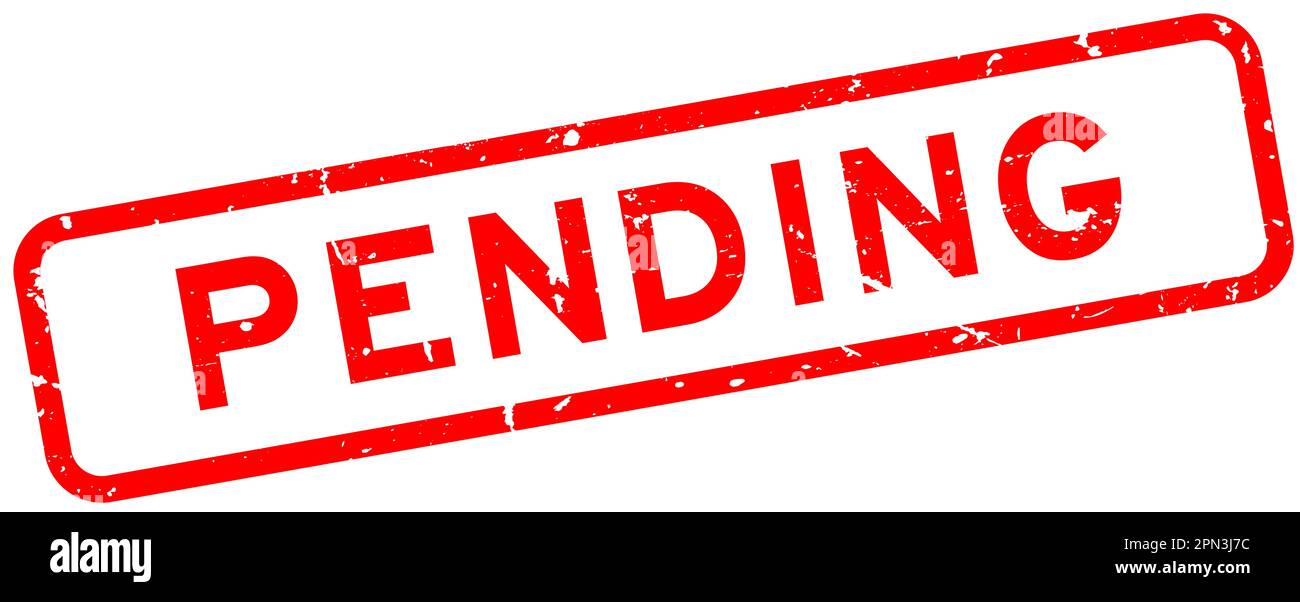 Grunge red pending word square rubber seal stamp on white background ...