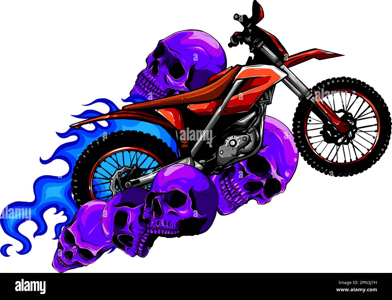 vector illustration of Motocross dirt rider on white background Stock ...