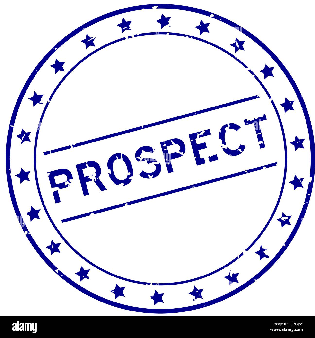 Grunge blue prospect word round rubber seal stamp on white background ...