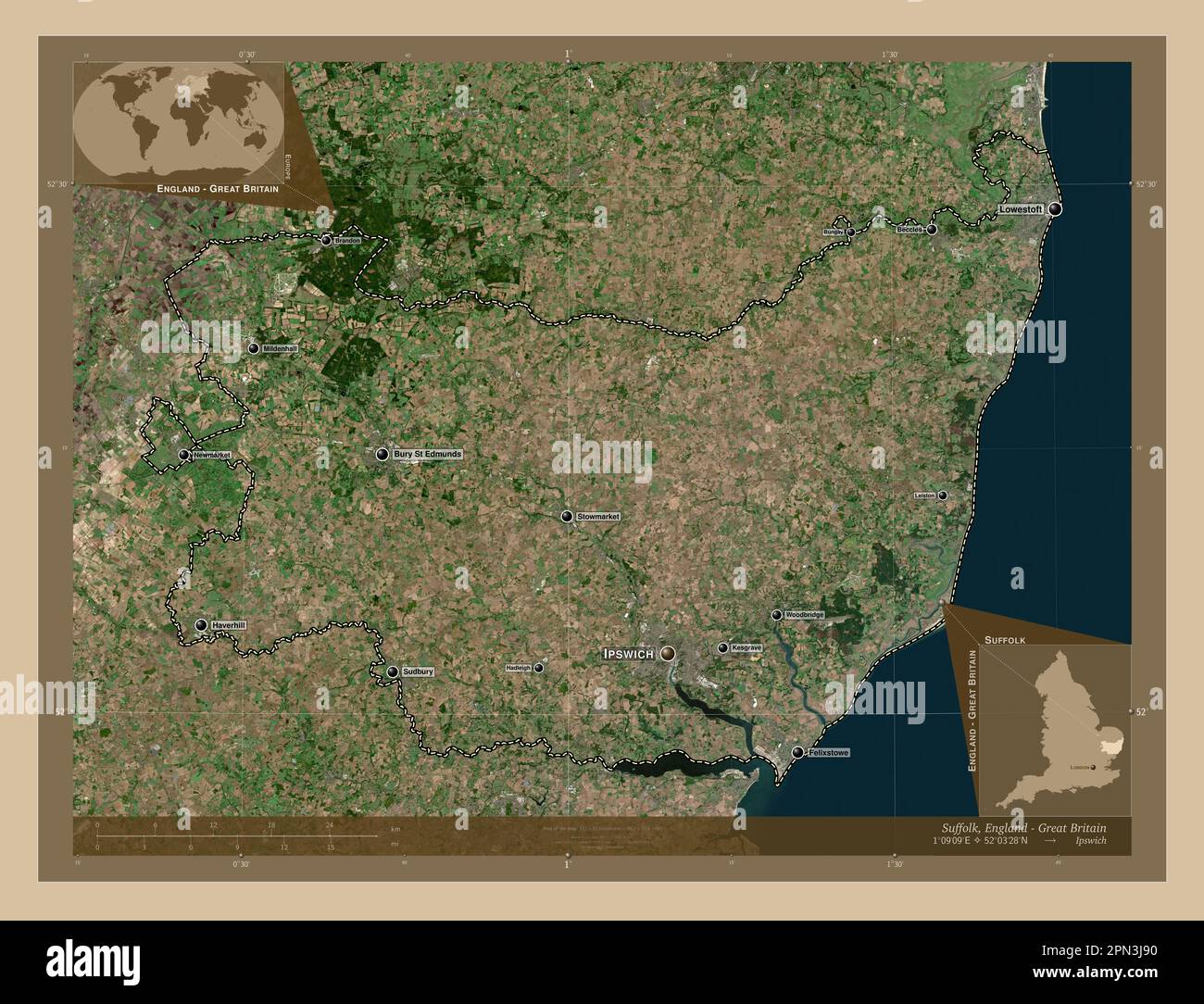 Suffolk, administrative county of England - Great Britain. Low ...