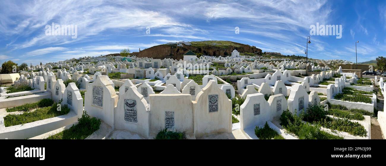 Fes, Morocco: the amazing panoramic view of a muslim cemetery built on ...
