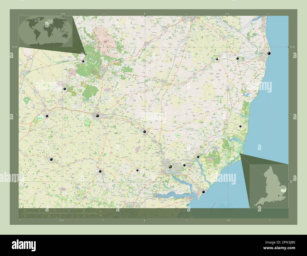 Suffolk, administrative county of England - Great Britain. Open Street ...