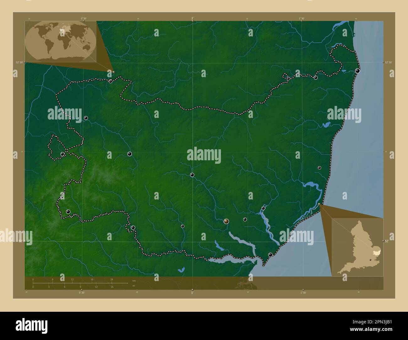Suffolk, administrative county of England - Great Britain. Colored ...