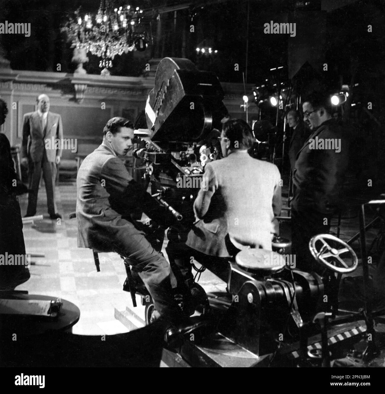 CECIL PARKER on set candid with Movie / Camera Crew during filming of ...