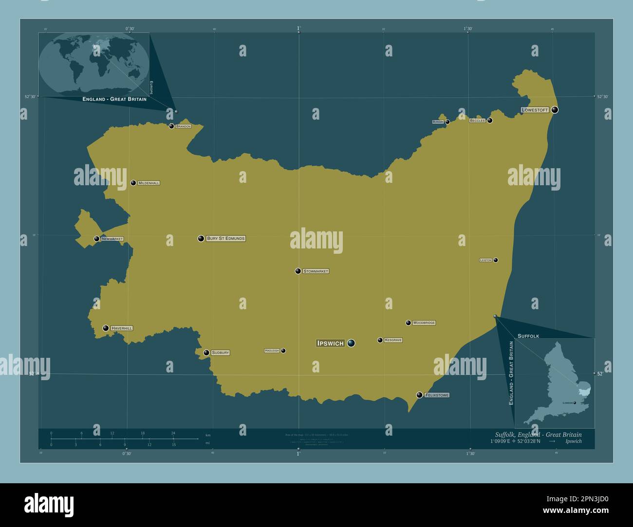 Suffolk, administrative county of England - Great Britain. Solid color ...