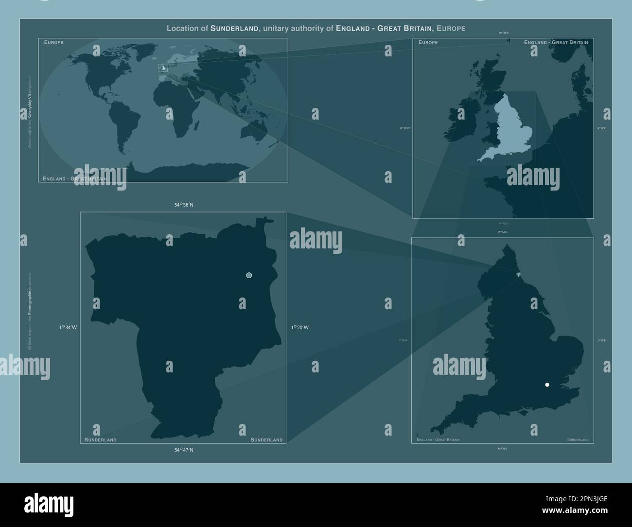 Sunderland, unitary authority of England - Great Britain. Diagram ...