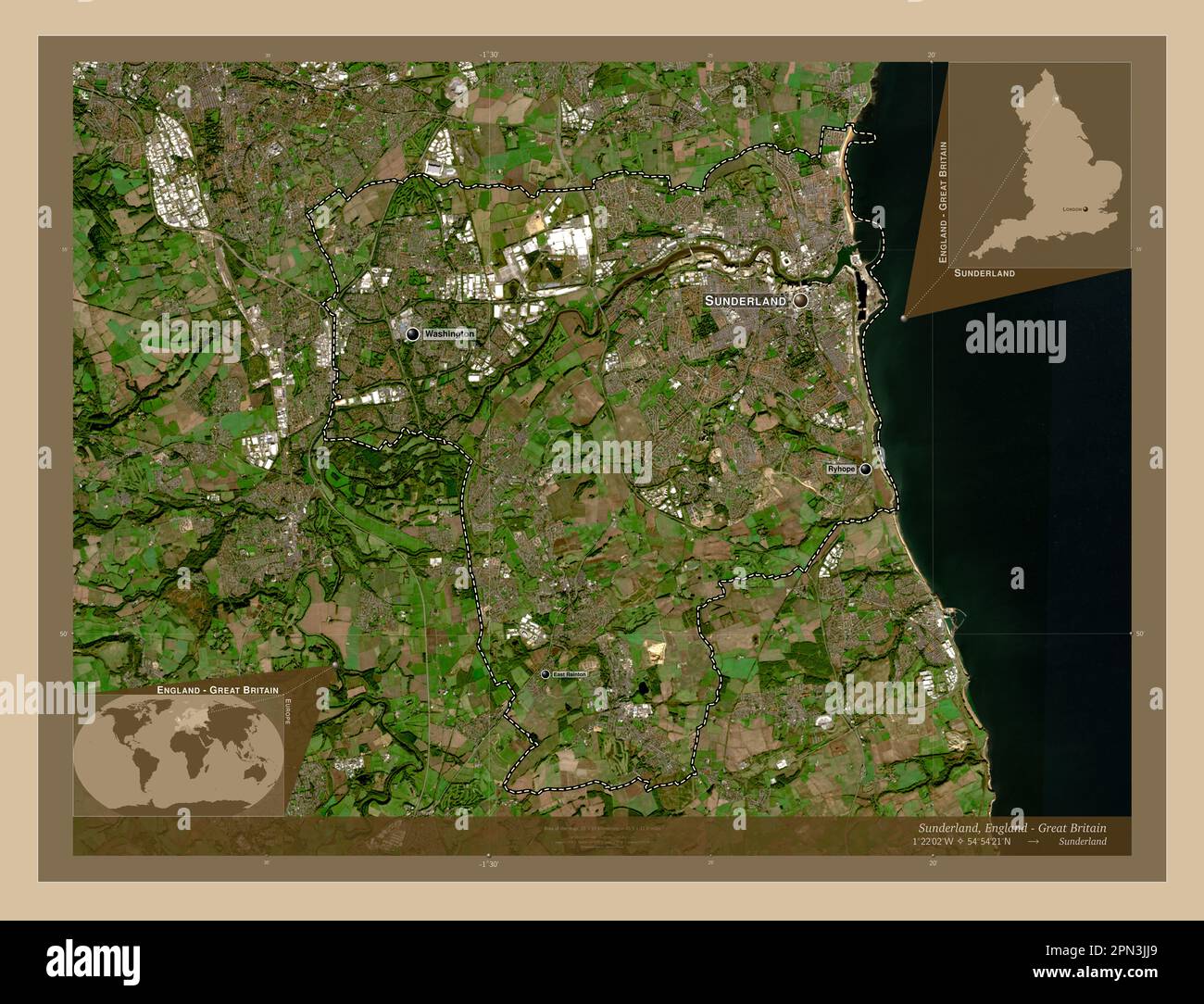 Sunderland, unitary authority of England - Great Britain. Low ...