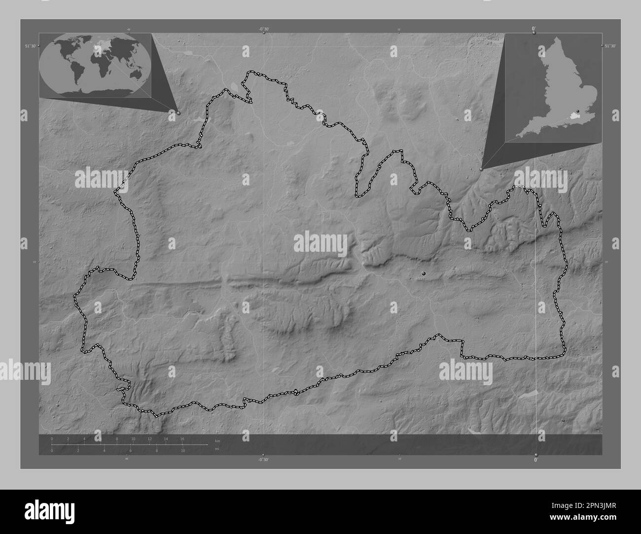 Surrey, administrative county of England - Great Britain. Grayscale ...