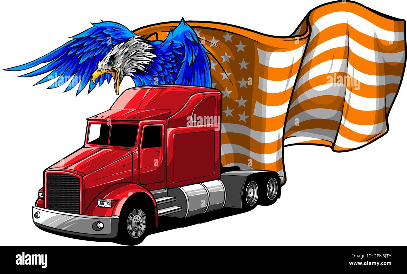 vector illustration of semi truck vector front view on white background ...