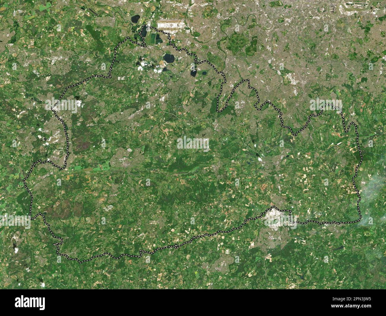 Surrey, administrative county of England - Great Britain. Low resolution satellite map Stock ...