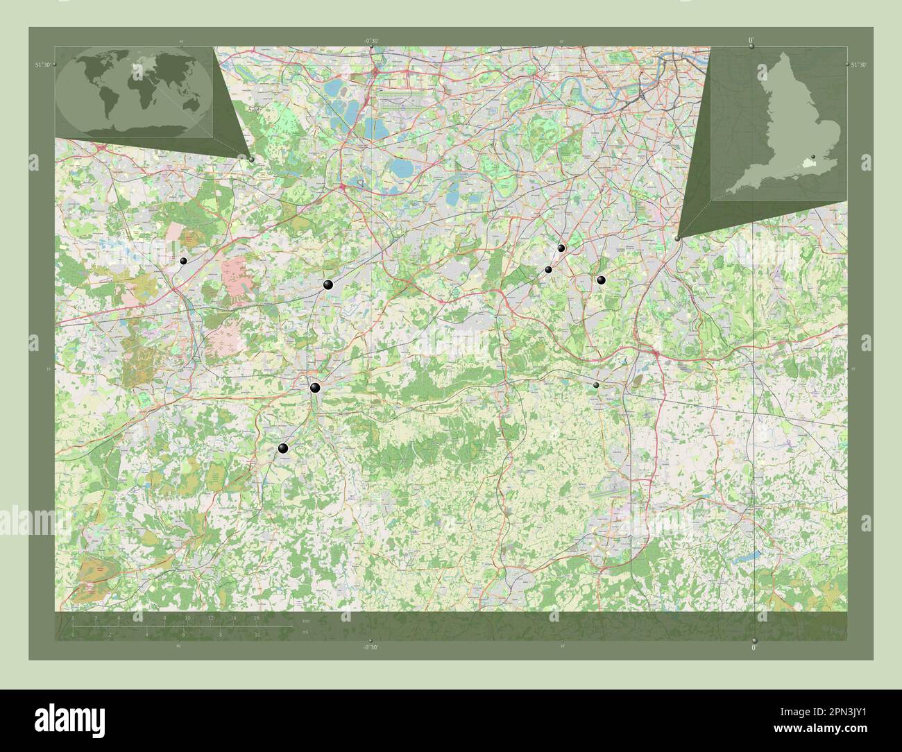 Surrey, administrative county of England - Great Britain. Open Street ...